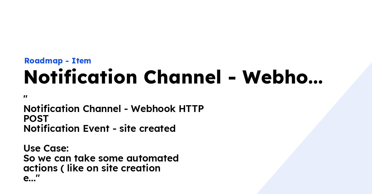 Notification Channel - Webhook HTTP POST - Ploi Roadmap