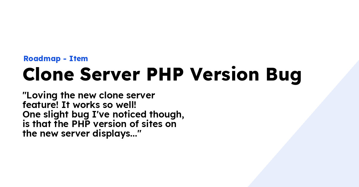 Clone Server Php Version Bug Ploi Roadmap 