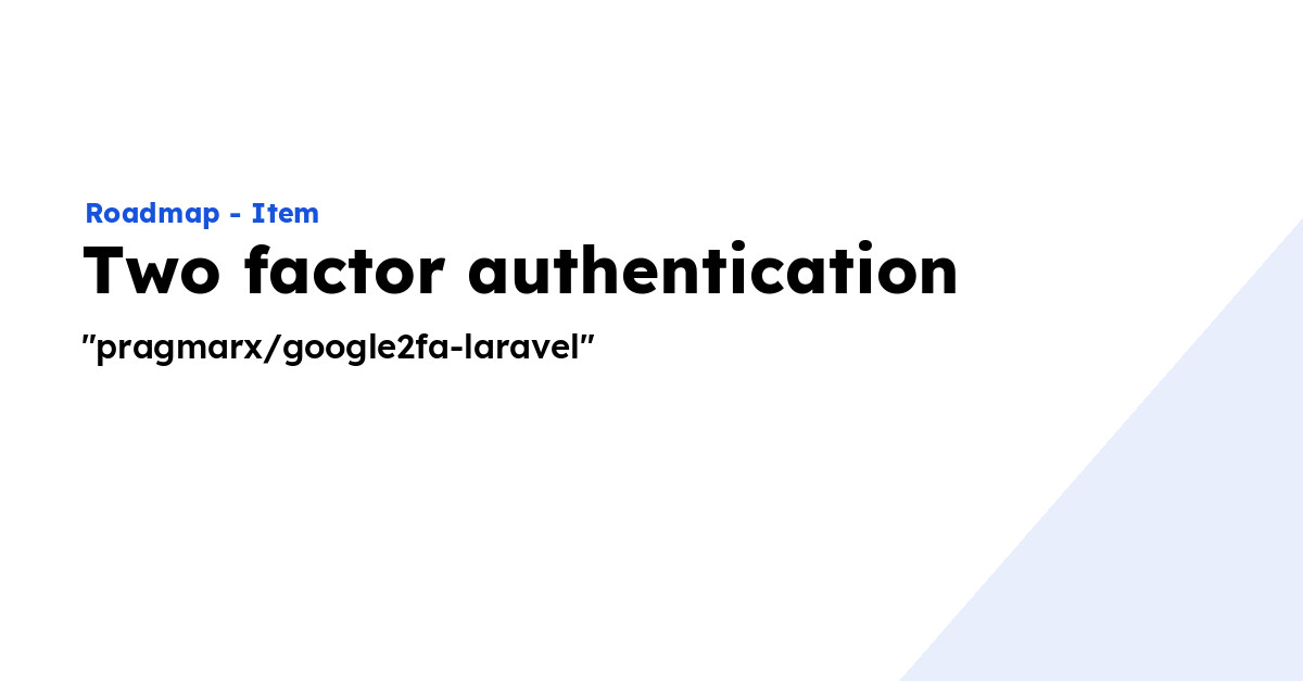 Two factor authentication - Ploi Roadmap
