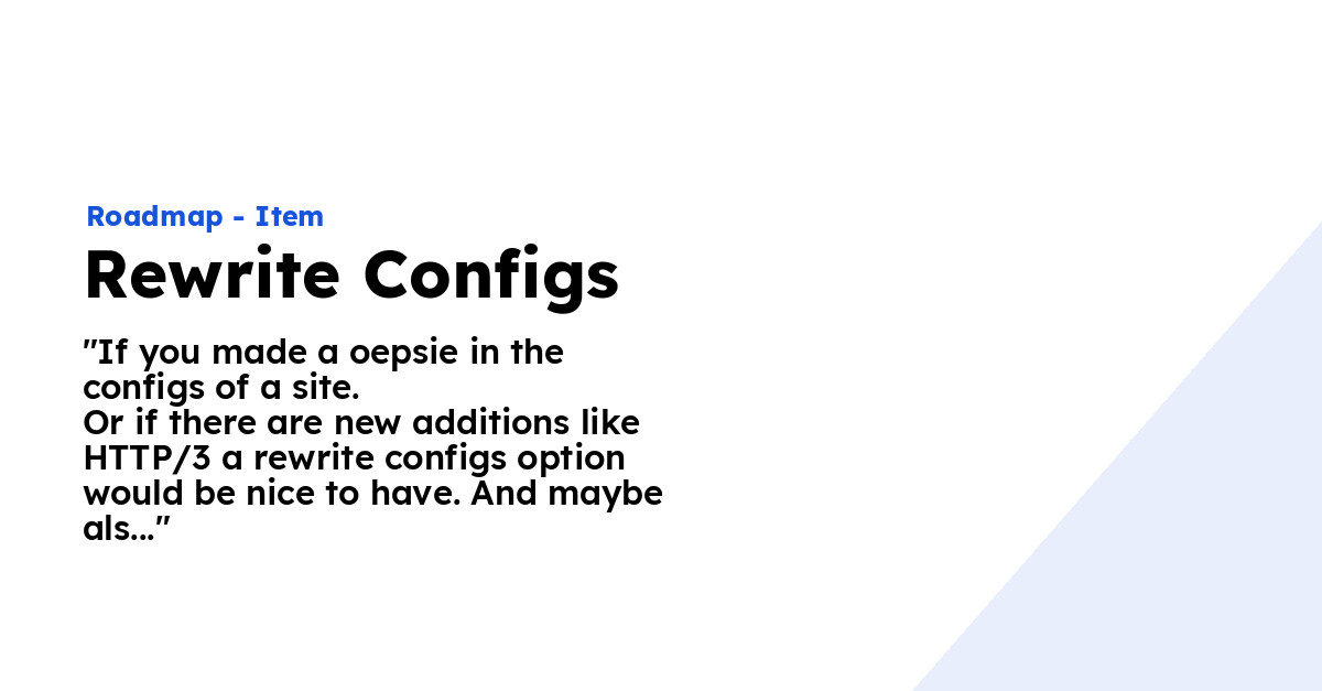 Rewrite Configs - Ploi Roadmap