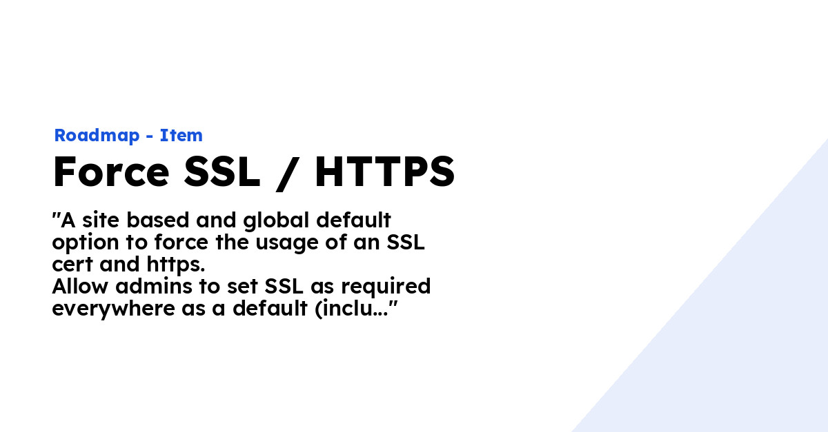 Force SSL / HTTPS - Ploi Roadmap