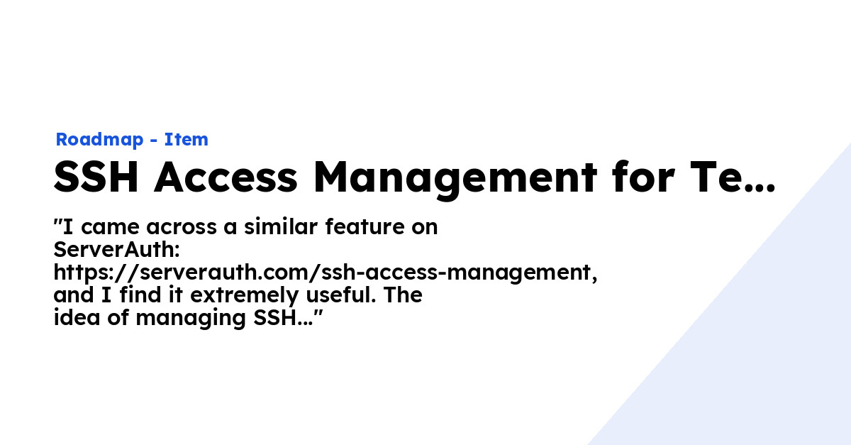 SSH Access Management for Team Members - Ploi Roadmap