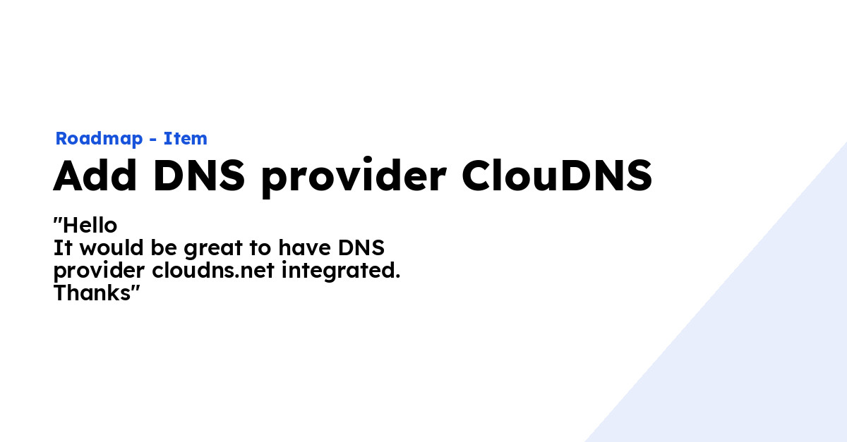 Add DNS provider ClouDNS - Ploi Roadmap