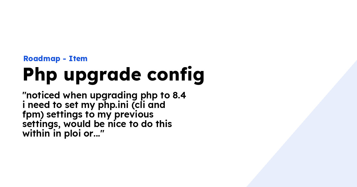 Php upgrade config - Ploi Roadmap