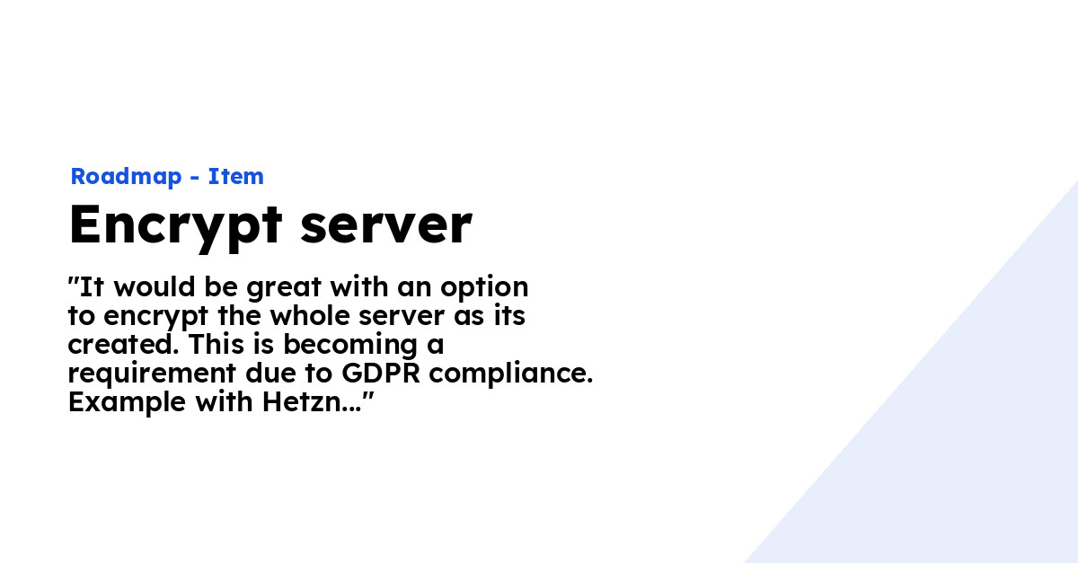 Encrypt server - Ploi Roadmap
