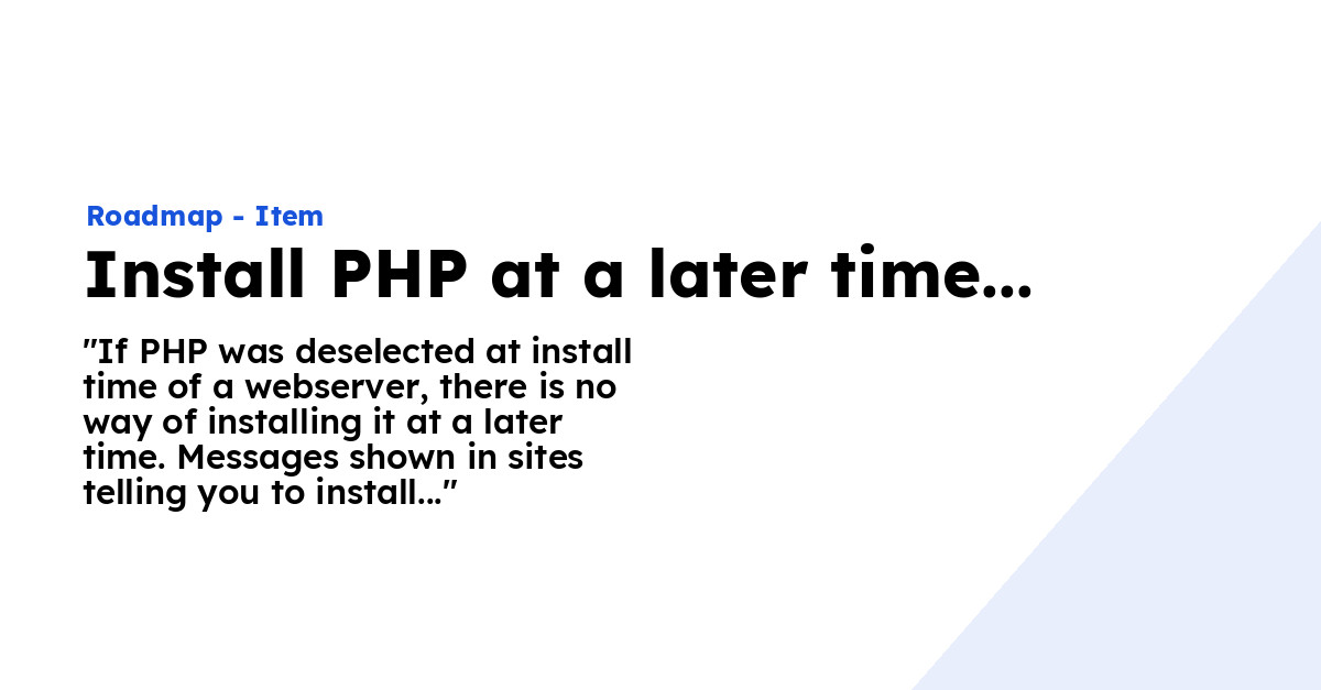 Install PHP at a later time on Webservers - Ploi Roadmap