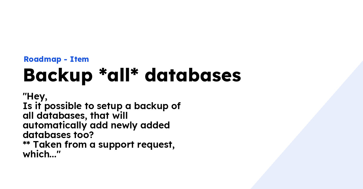 Backup *all* databases - Ploi Roadmap