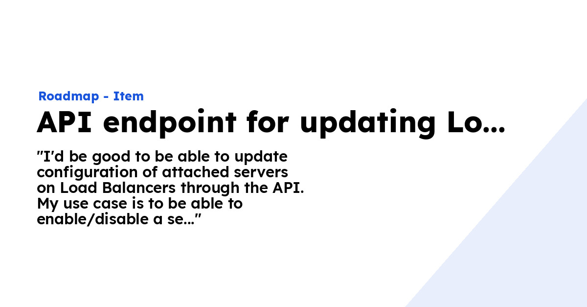 API endpoint for updating Load Balancer server configs - Ploi Roadmap