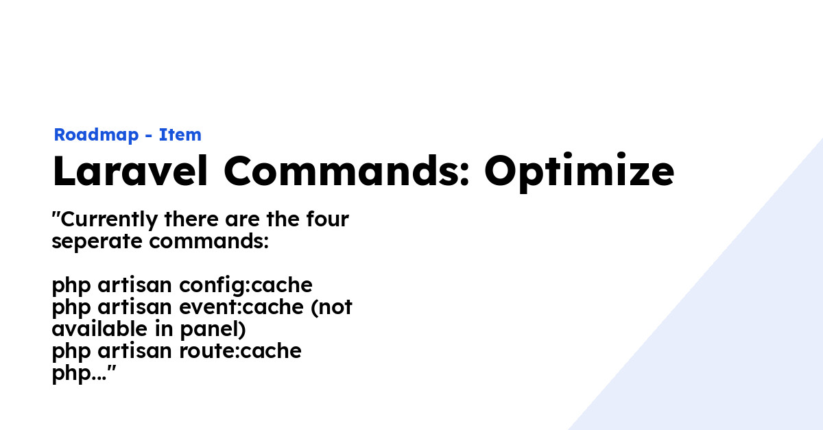 Laravel Commands: Optimize - Ploi Roadmap