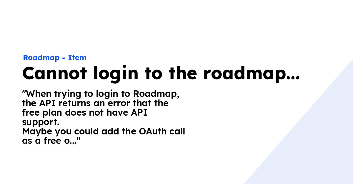 Cannot login to the roadmap with free API - Ploi Roadmap