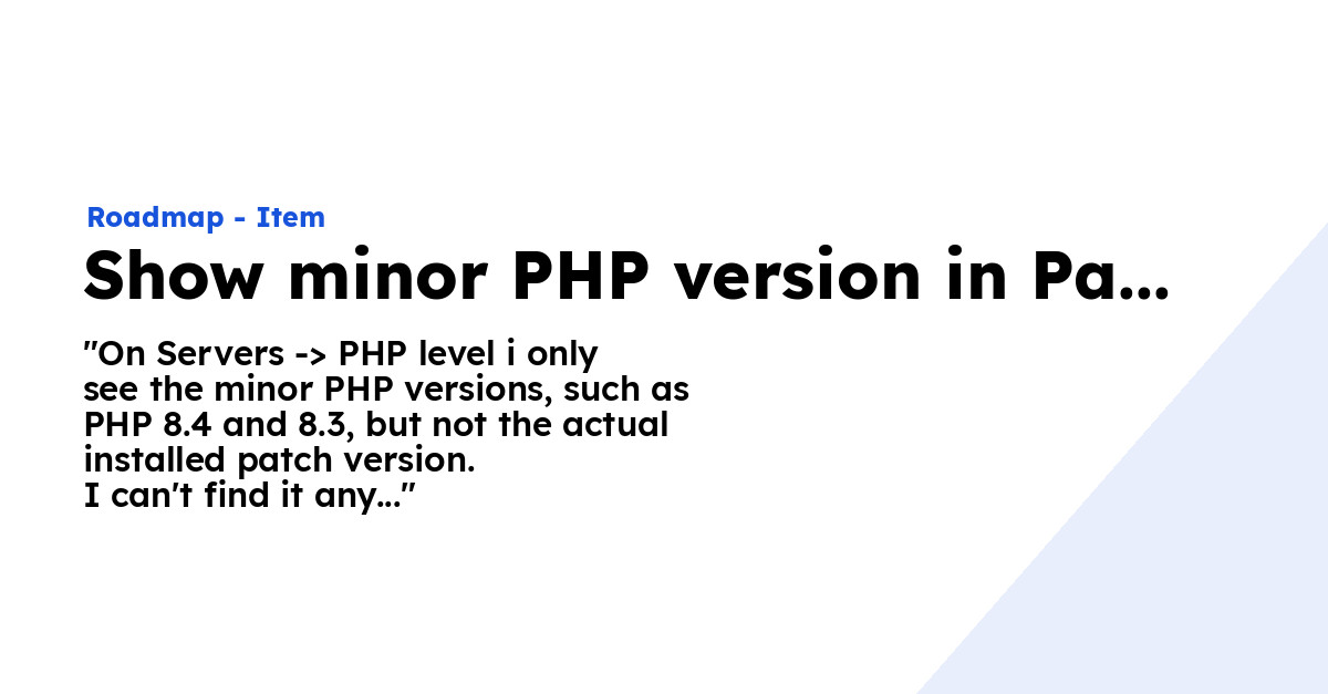 Show minor PHP version in Panel - Ploi Roadmap