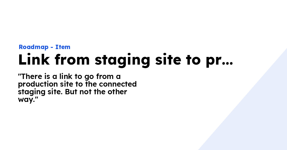 Link from staging site to production site - Ploi Roadmap