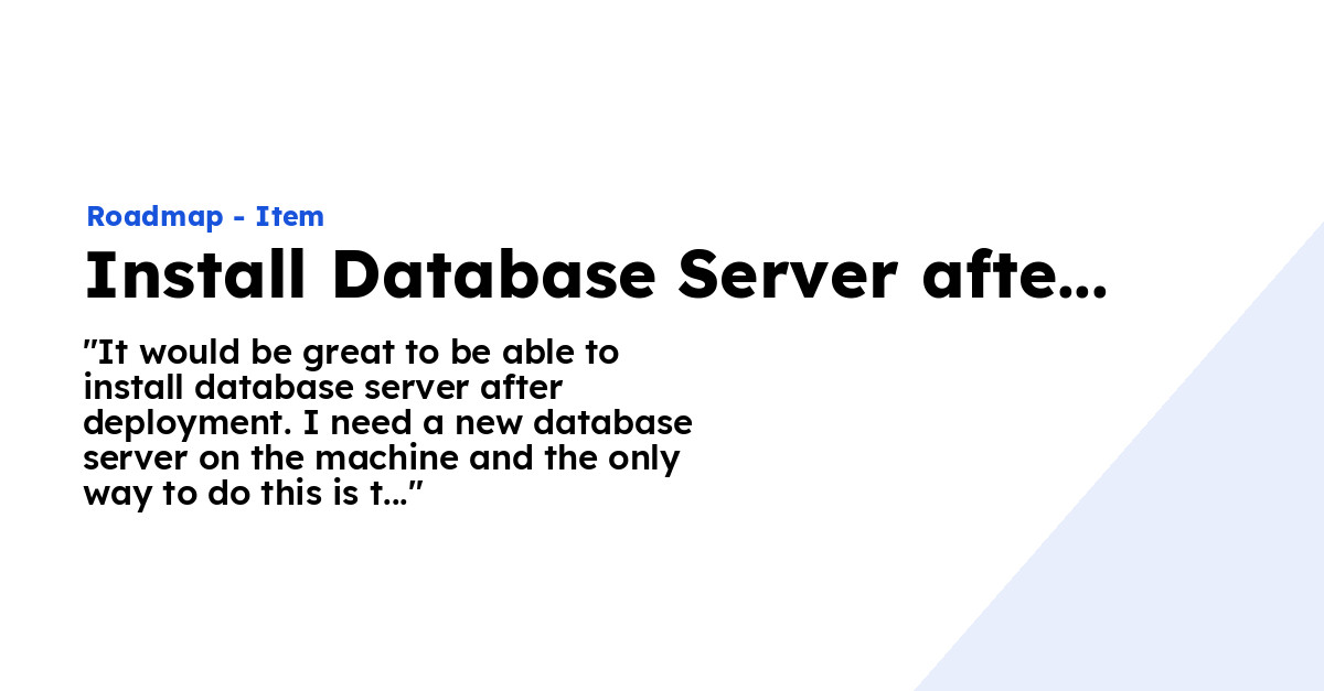 Install Database Server after server deployment - Ploi Roadmap