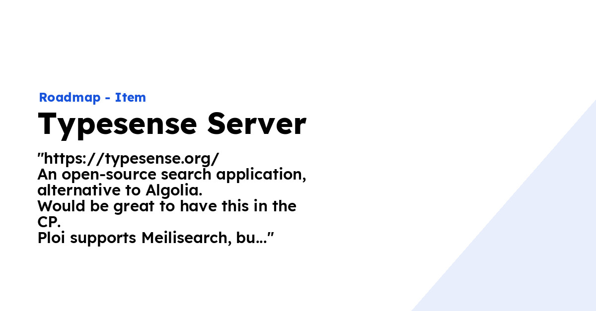 Typesense Server - Ploi Roadmap