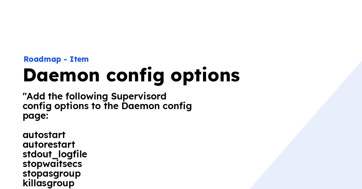 Daemon config options - Ploi Roadmap