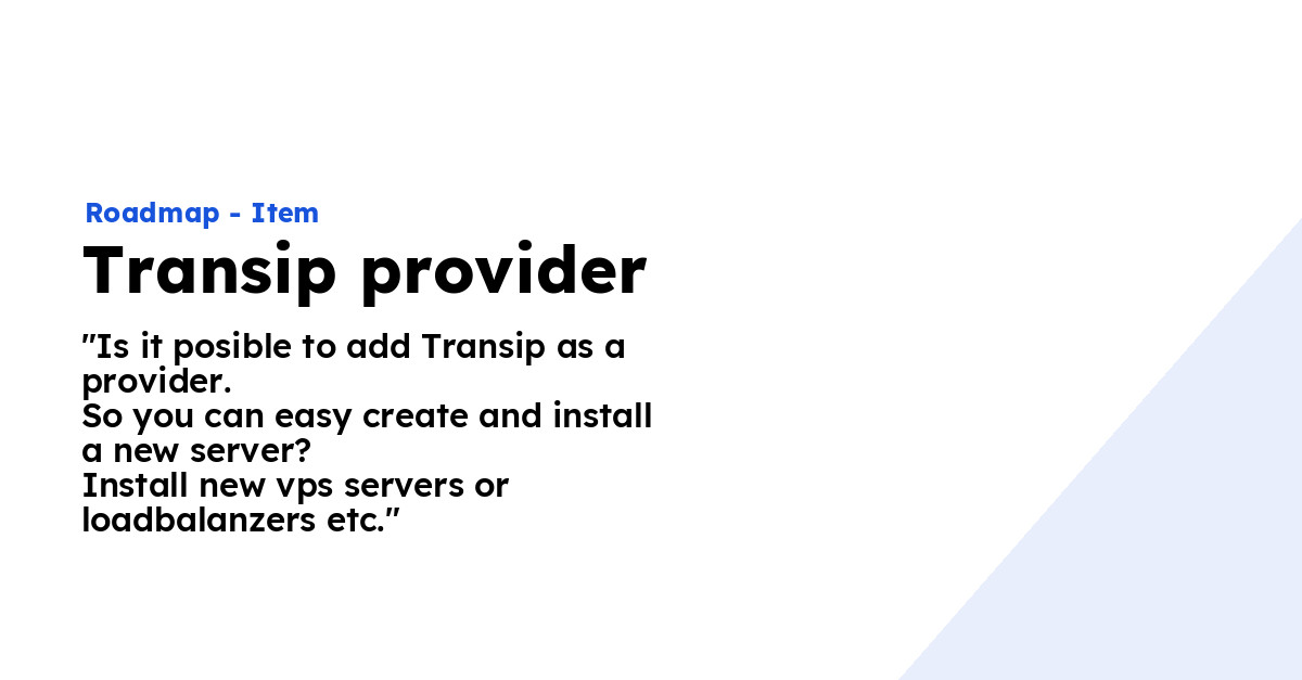Transip provider - Ploi Roadmap