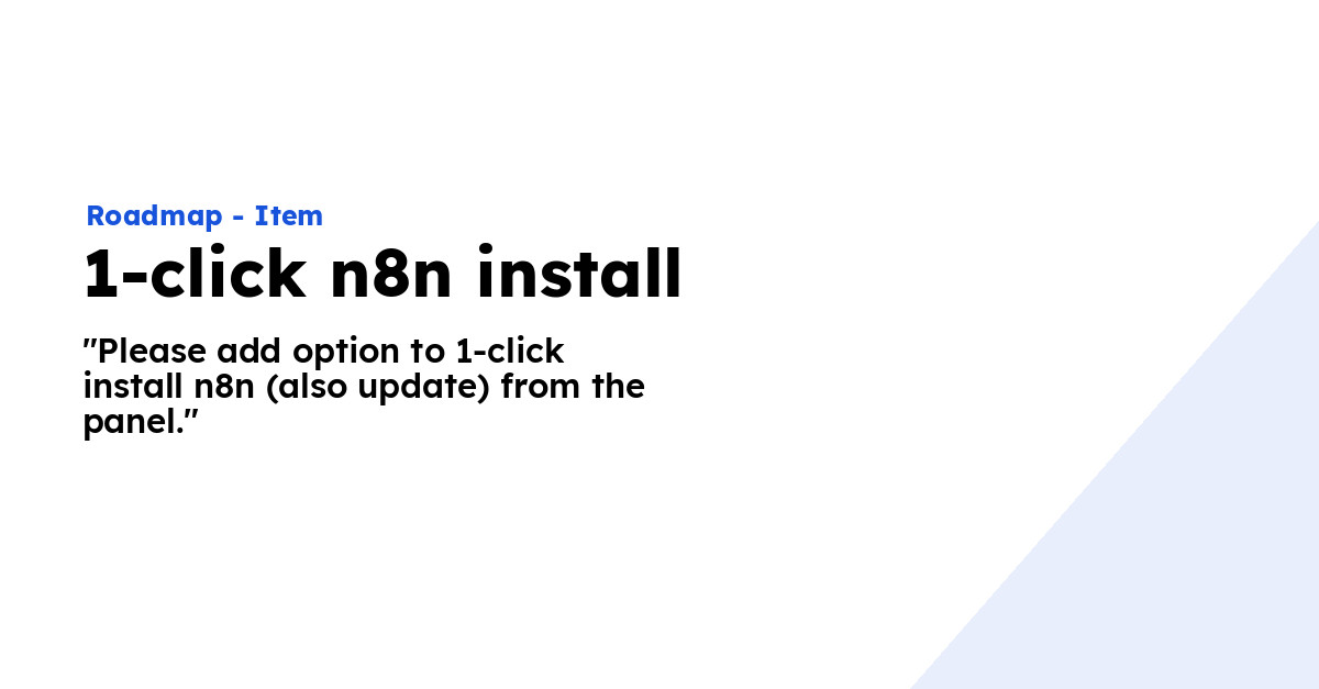 1-click n8n install - Ploi Roadmap