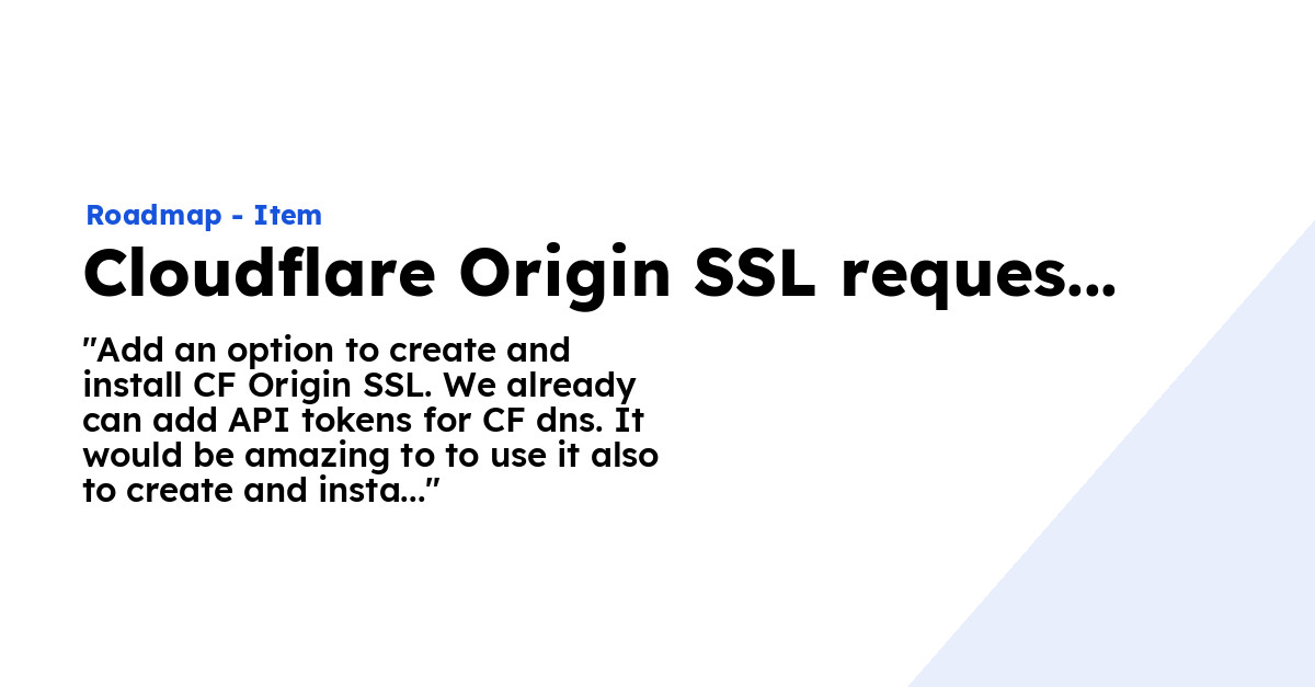 Cloudflare Origin SSL request and install - Ploi Roadmap