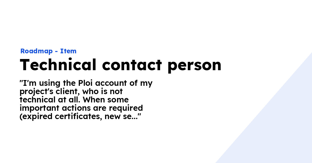 Technical contact person - Ploi Roadmap