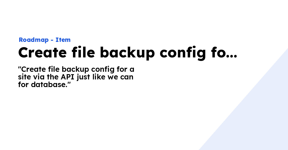 Create file backup config for a site via the API - Ploi Roadmap