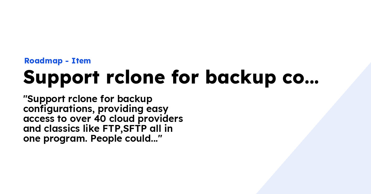 Support Rclone For Backup Configurations Ploi Roadmap