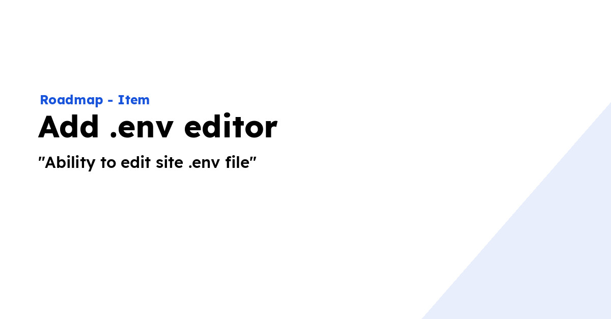 Add .env editor - Ploi Roadmap