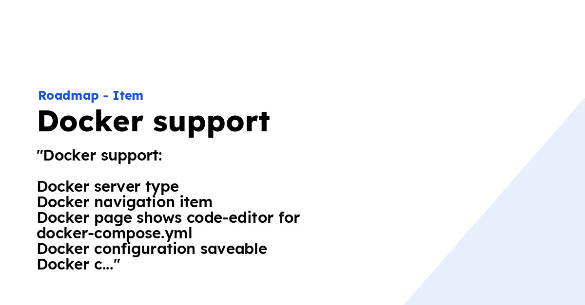 Docker support - Ploi Roadmap