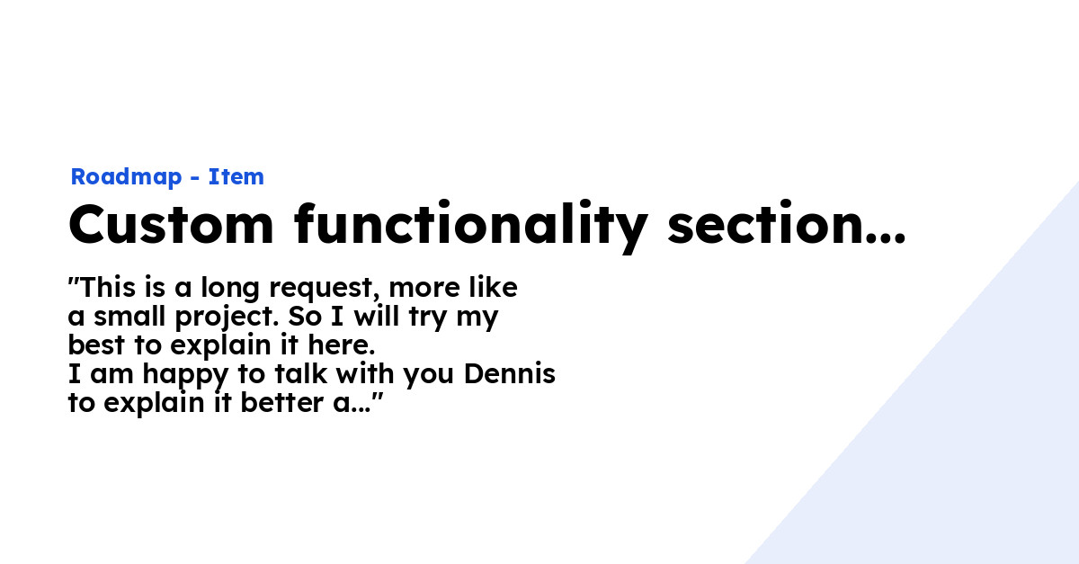 Custom functionality section with an API - Ploi Roadmap