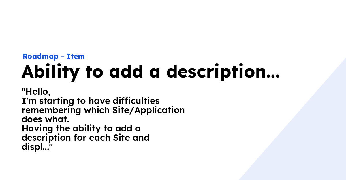 Ability to add a description to the Sites - Ploi Roadmap
