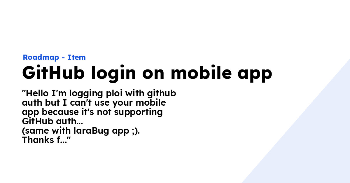 GitHub login on mobile app - Ploi Roadmap