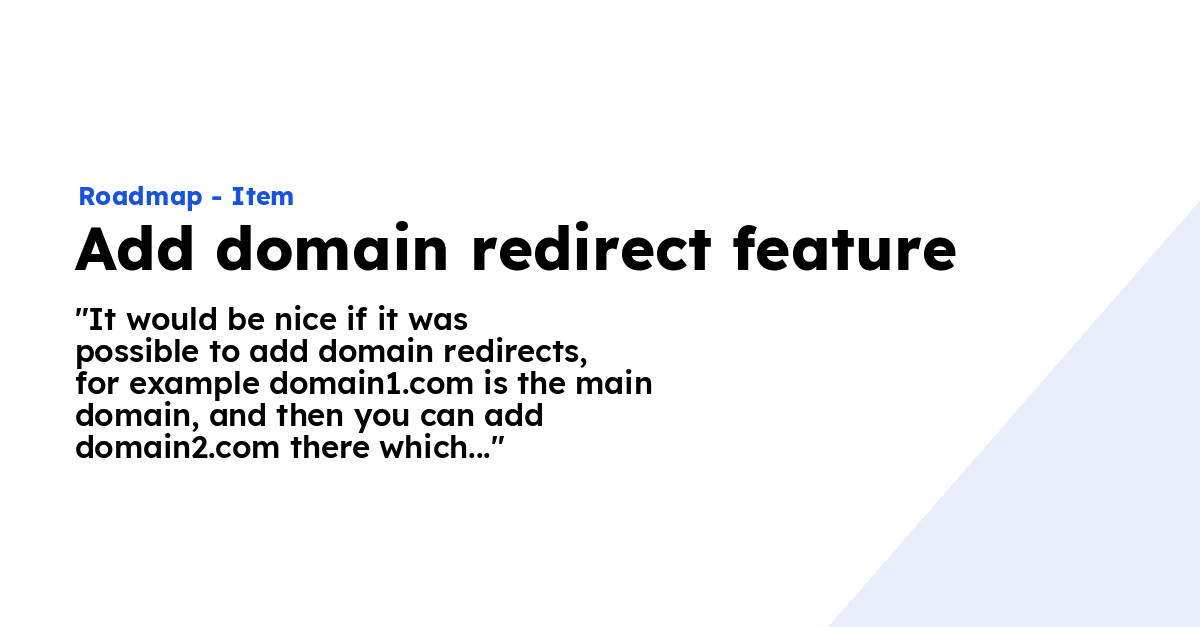 Add domain redirect feature - Ploi Roadmap