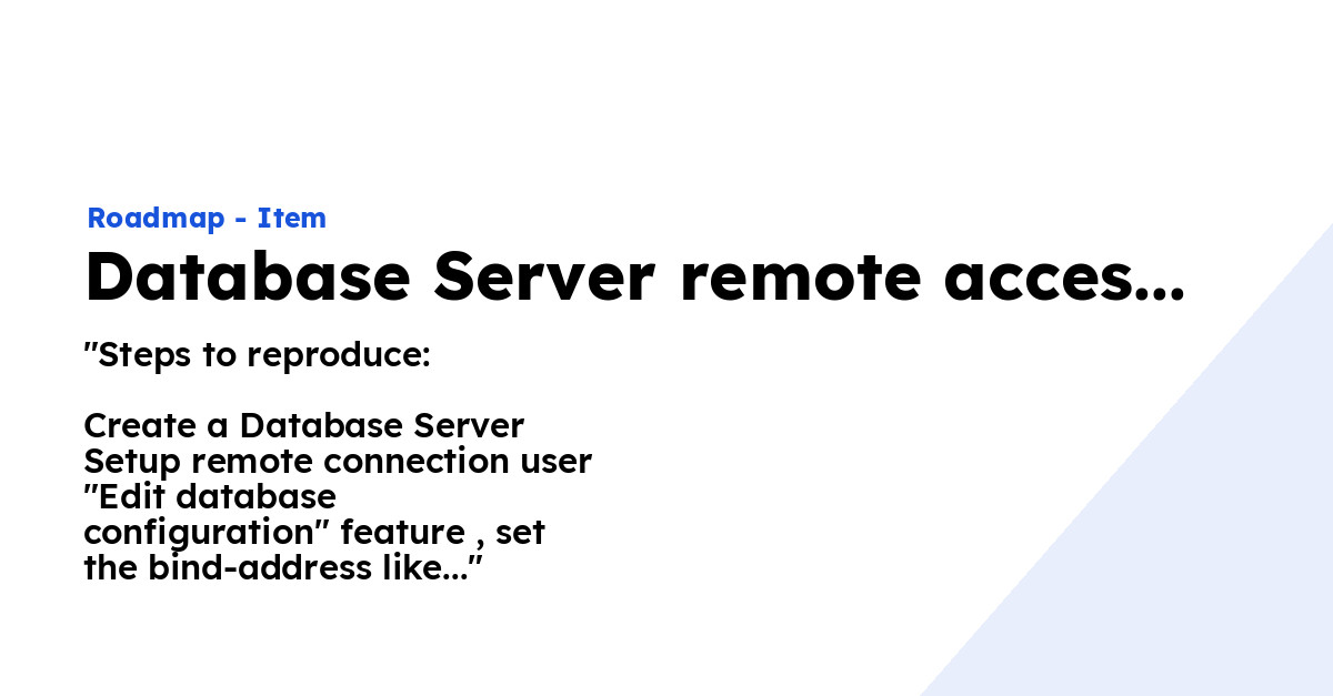 Database Server remote access BUG - Ploi Roadmap