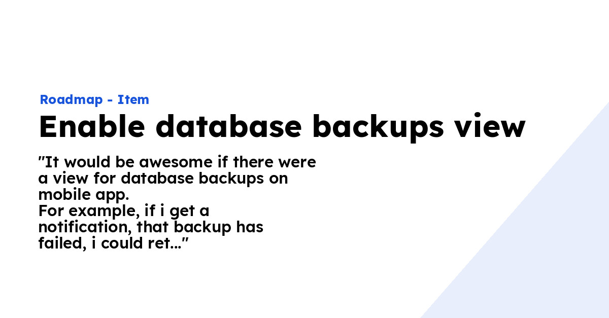 Enable database backups view - Ploi Roadmap