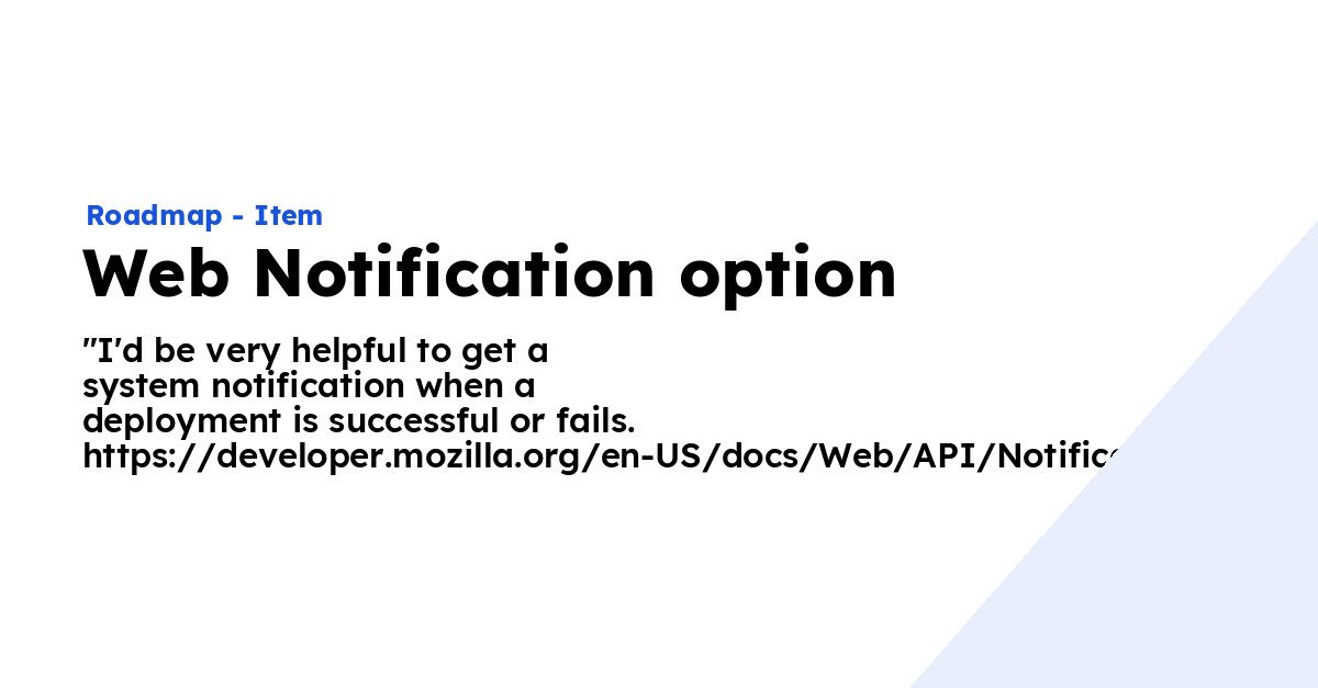 Web Notification Option Ploi Roadmap