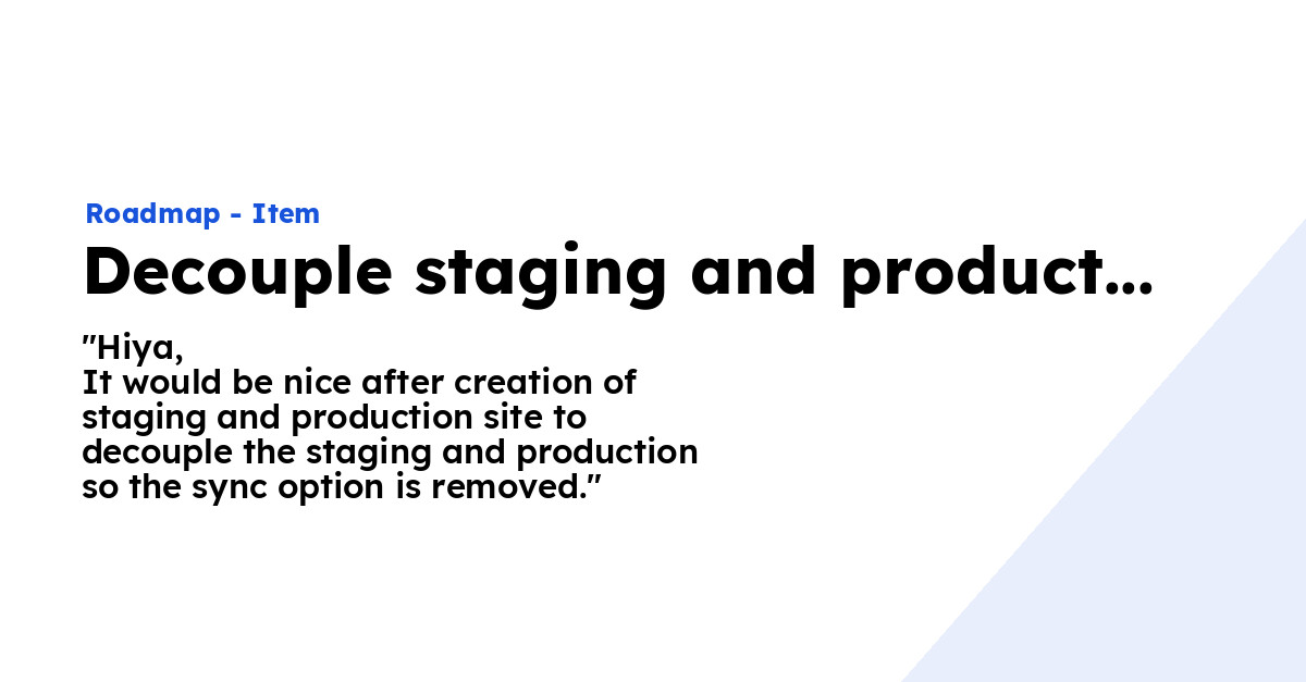 Decouple staging and production - Ploi Roadmap