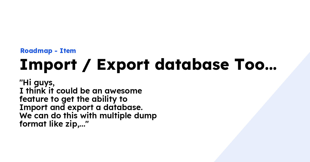 Import Export Database Tools Ploi Roadmap 5438