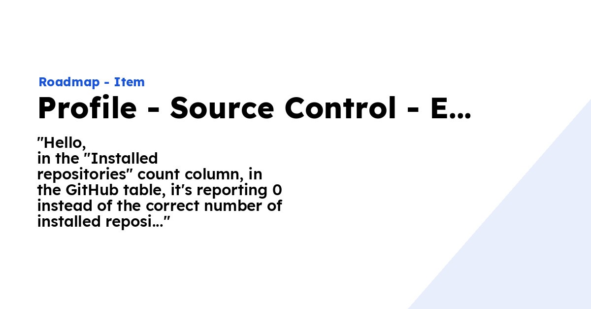 Profile - Source Control - Error in installed repositories count - Ploi ...