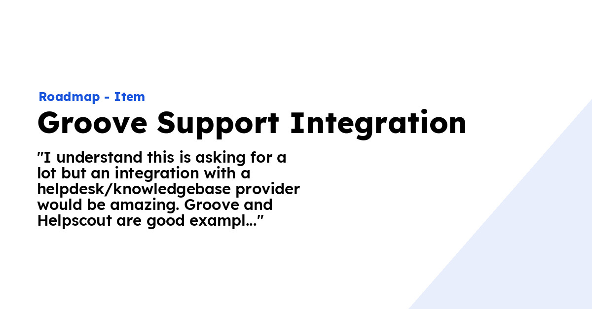 Groove Support Integration - Ploi Roadmap