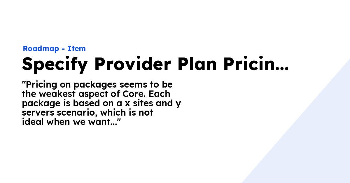 Specify Provider Plan Pricing and Improve the Frontend Pricing Layout ...
