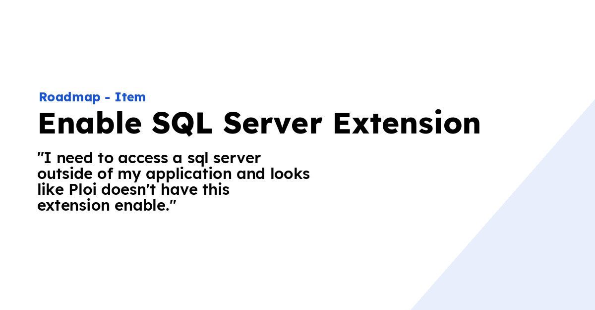 Enable SQL Server Extension - Ploi Roadmap