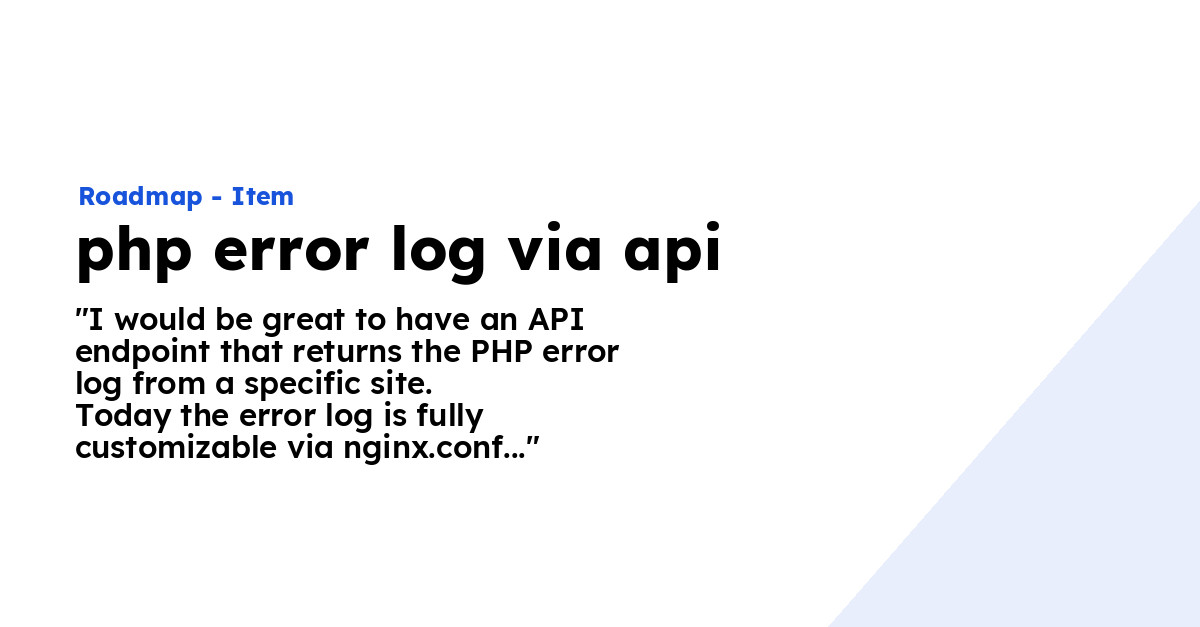 php error log via api - Ploi Roadmap