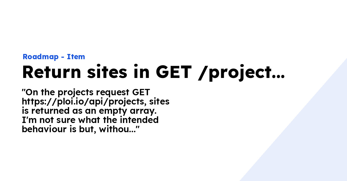 Return sites in GET /projects - Ploi Roadmap