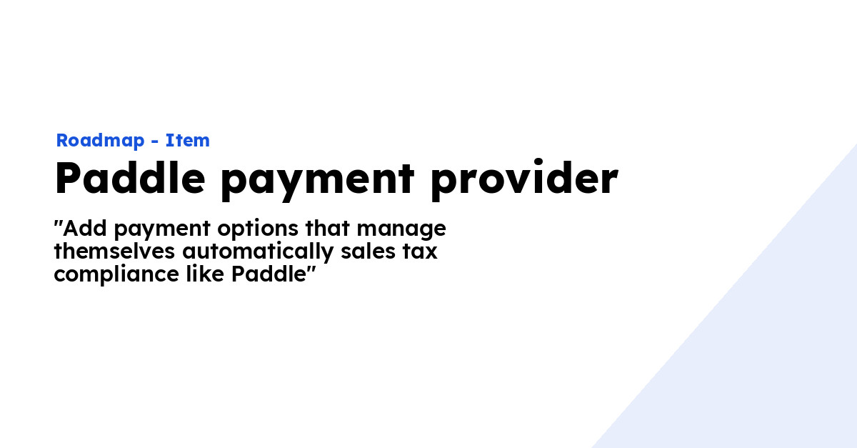 Paddle payment provider - Ploi Roadmap