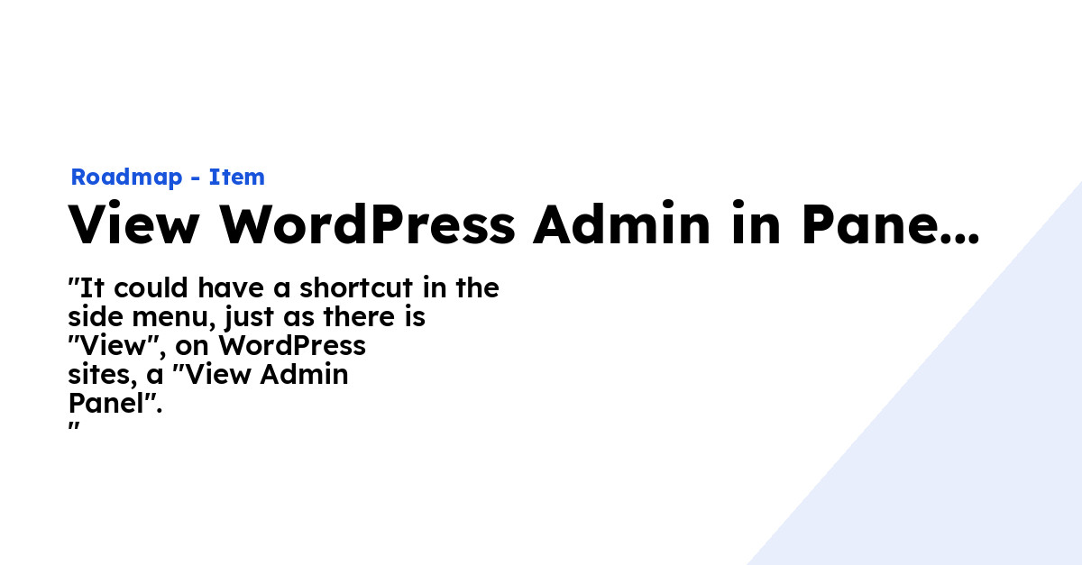 View WordPress Admin in Panel - Ploi Roadmap