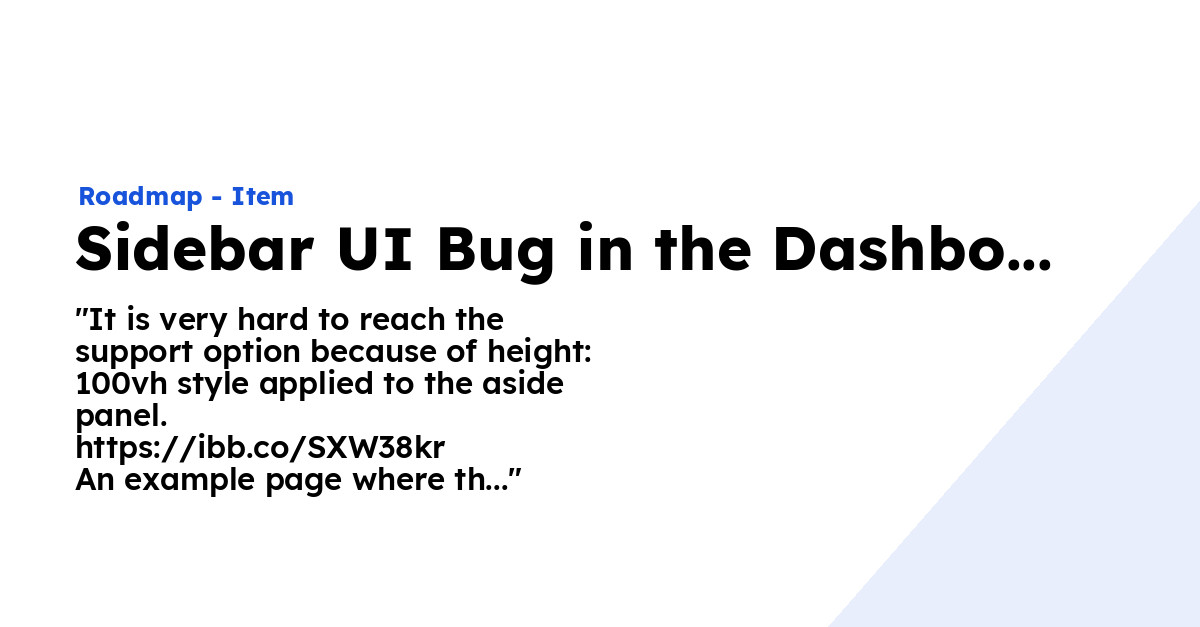 Sidebar UI Bug in the Dashboard - Ploi Roadmap