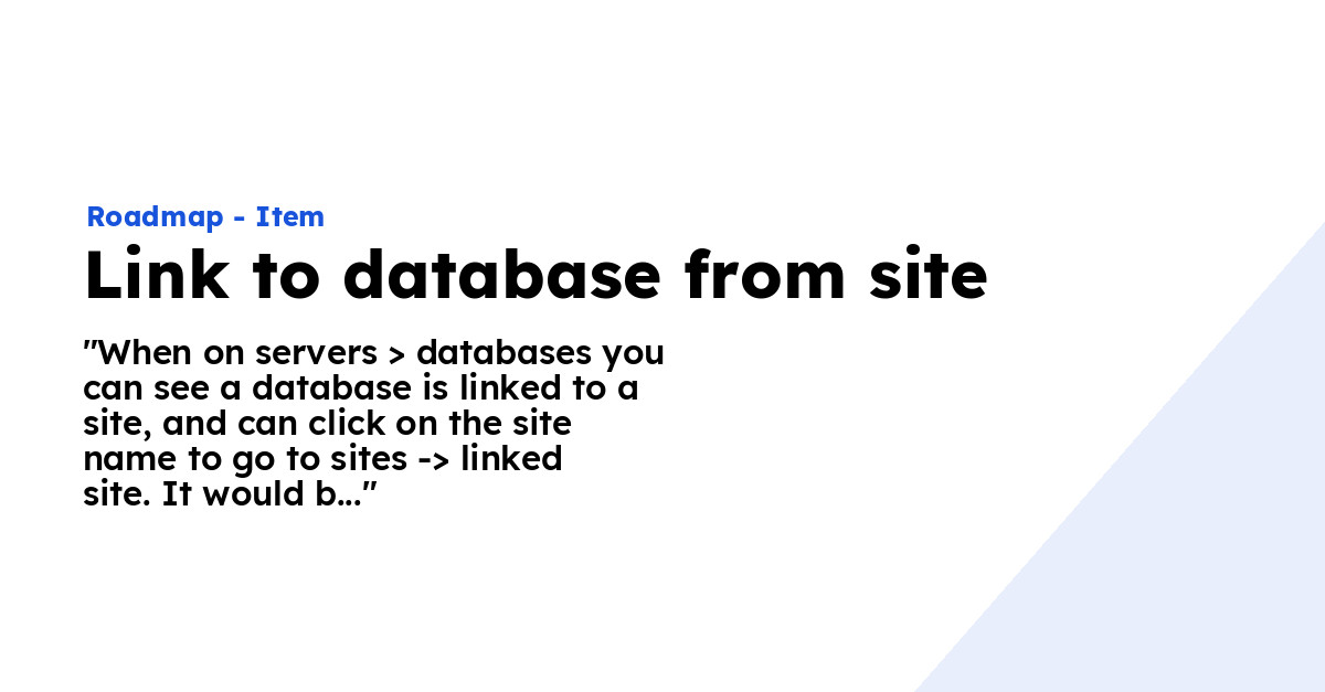 Link to database from site - Ploi Roadmap