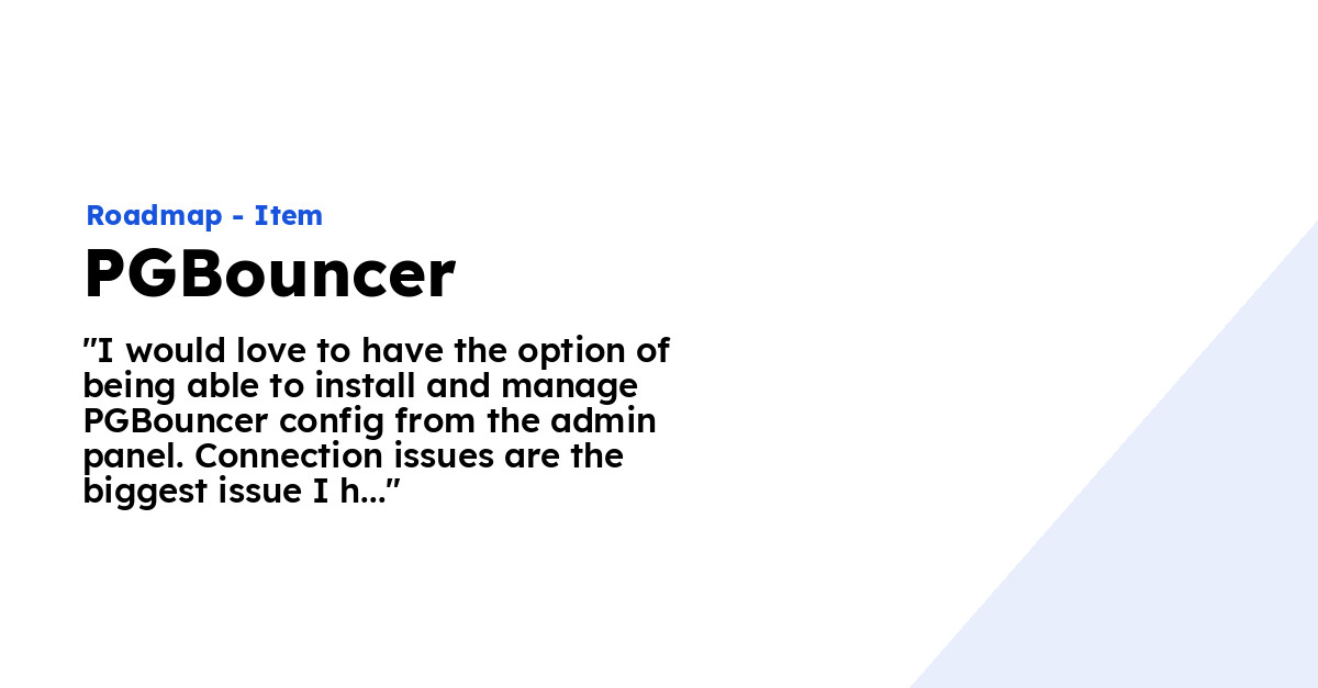 PGBouncer - Ploi Roadmap