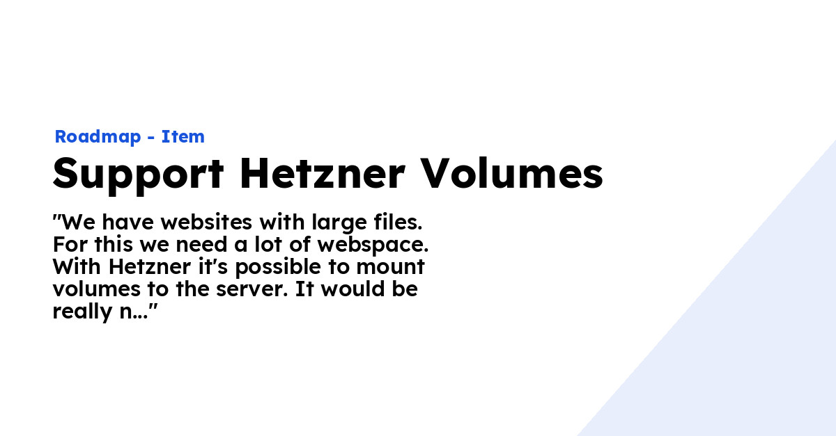 Support Hetzner Volumes - Ploi Roadmap