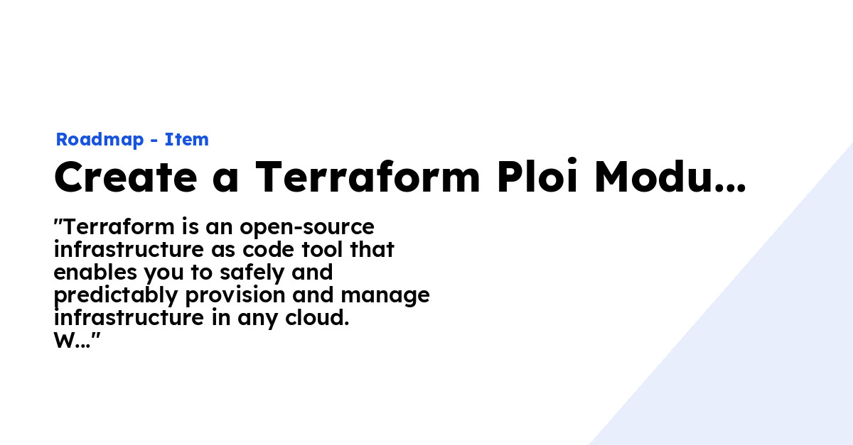 Create a Terraform Ploi Module - Ploi Roadmap