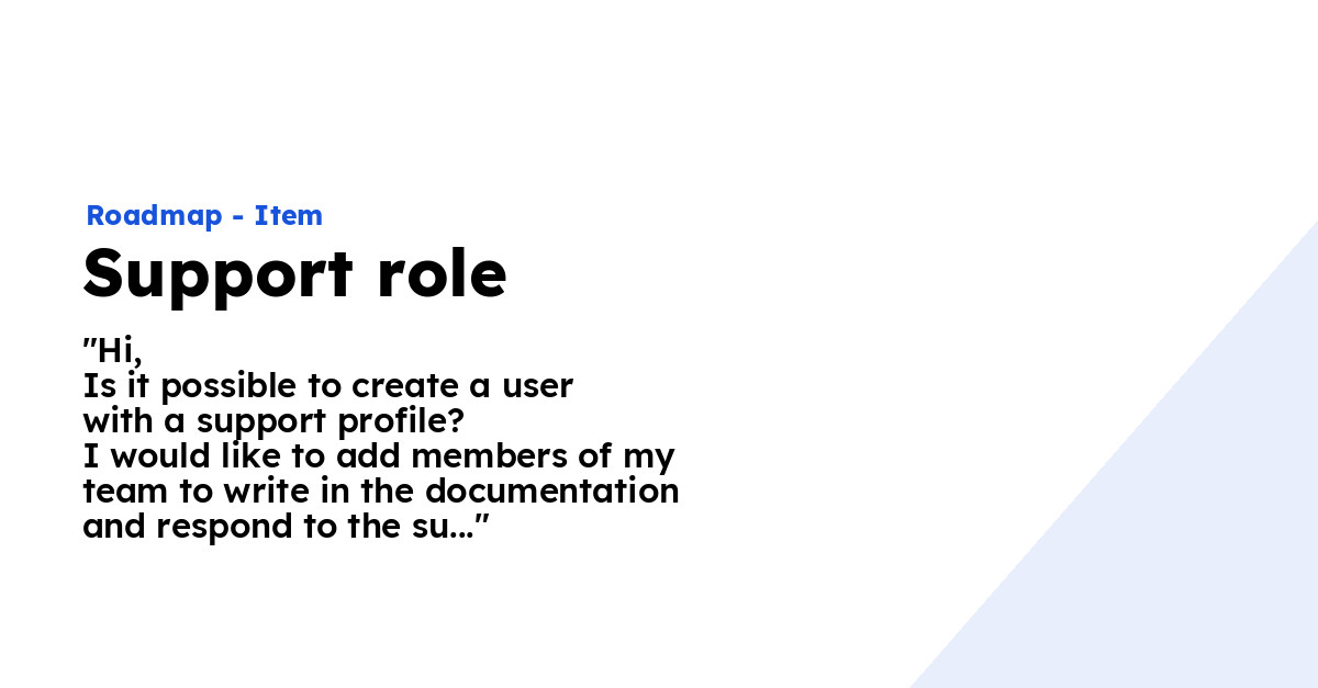 Support role - Ploi Roadmap